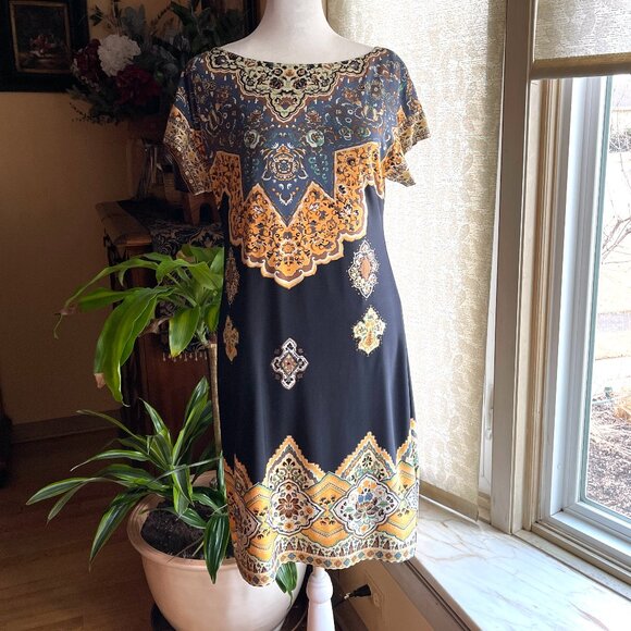 Muse | Dresses | Muse Womens Multicolor Paisley Pattern Short Sleeve ...
